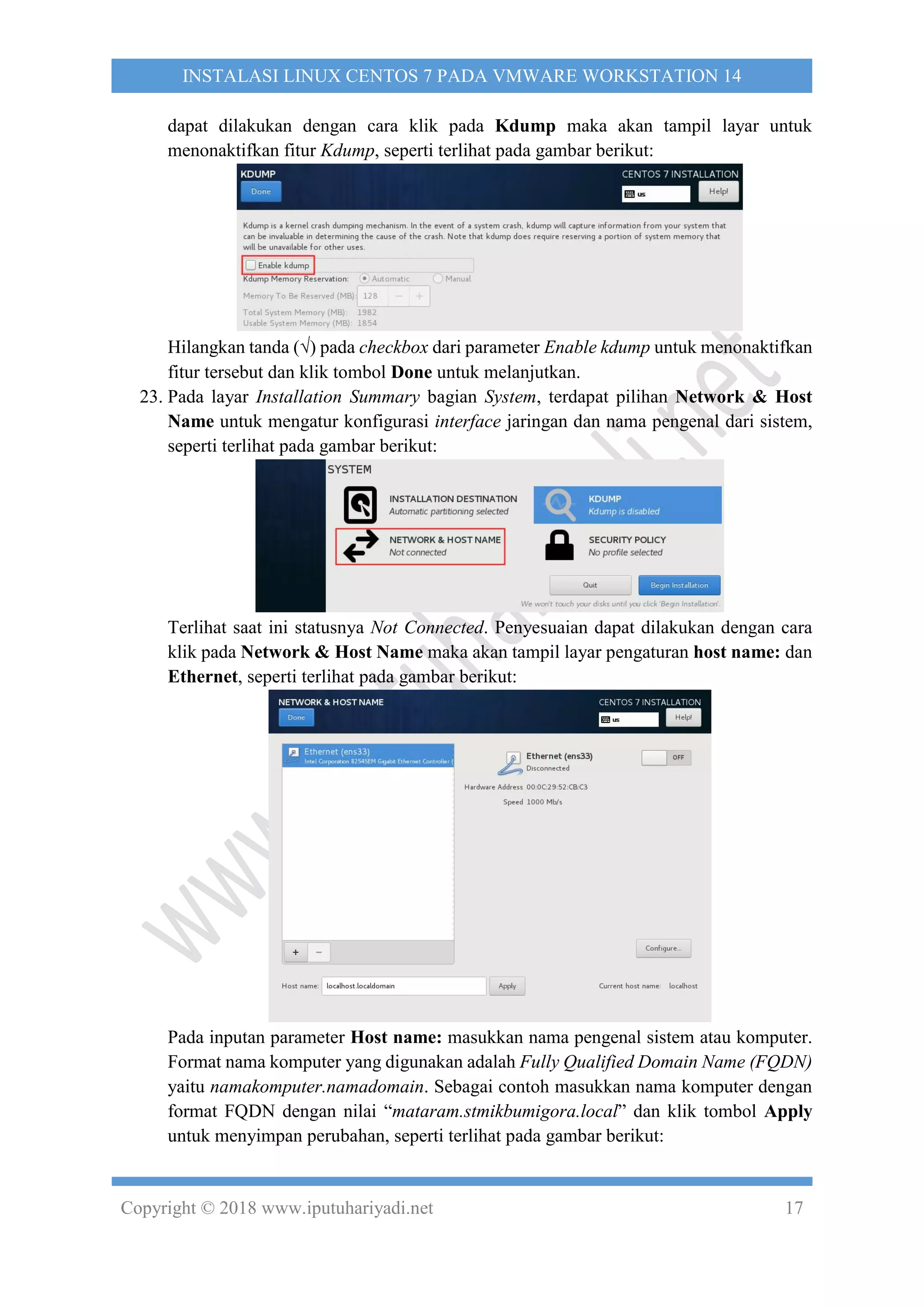Instalasi Linux CentOS 7 pada VMWare Workstation 14 | PDF