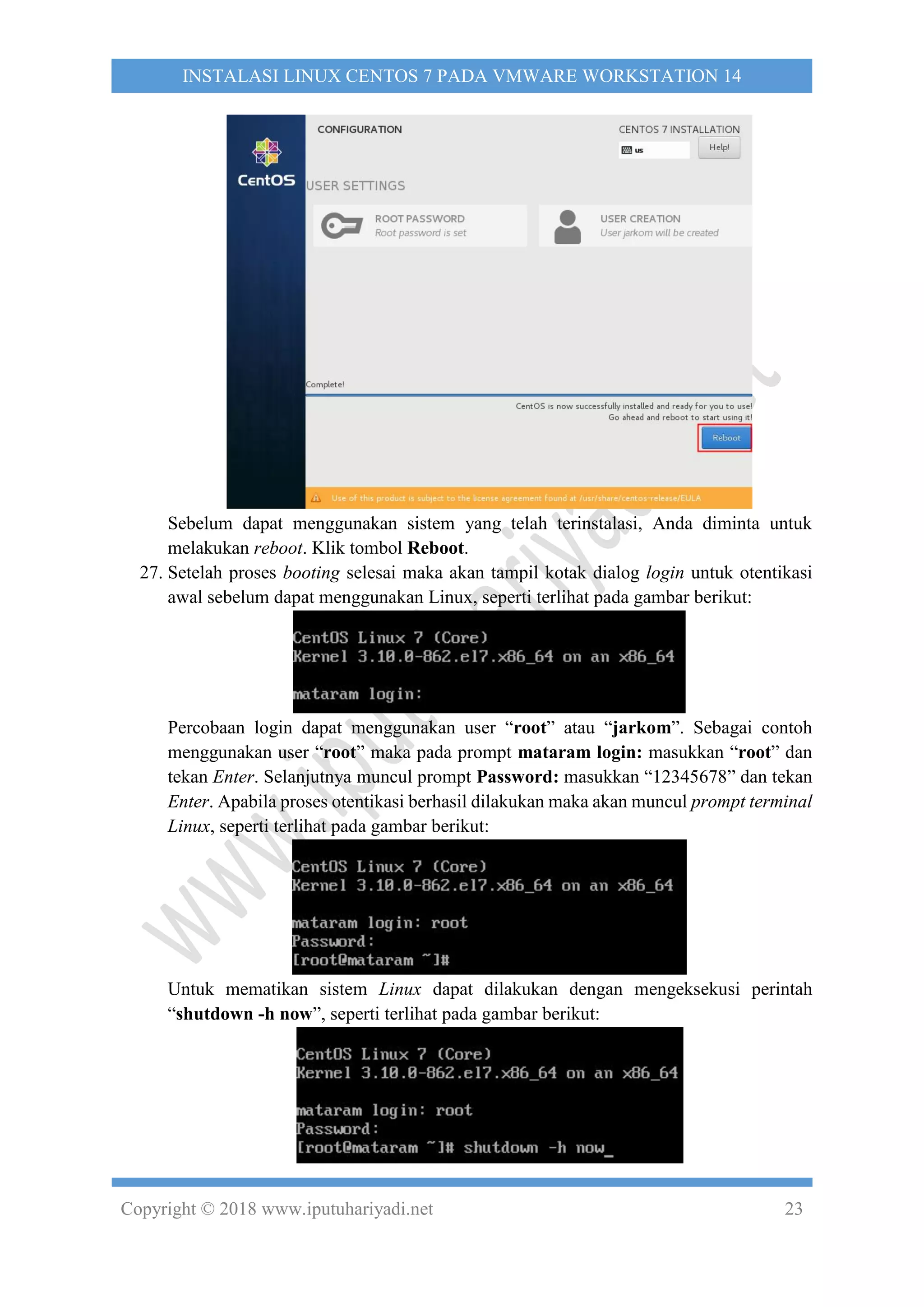Instalasi Linux CentOS 7 pada VMWare Workstation 14 | PDF