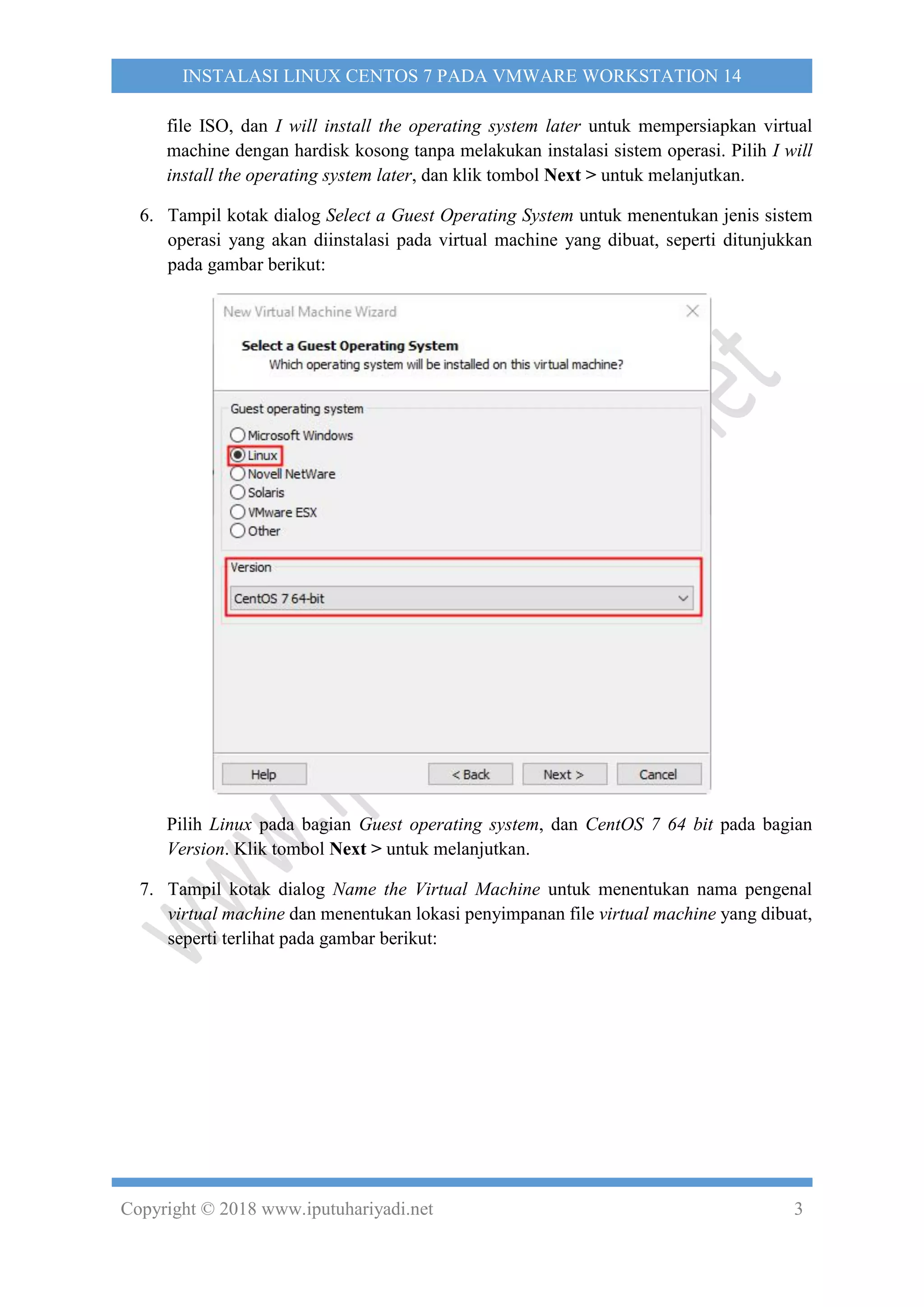 Instalasi Linux CentOS 7 pada VMWare Workstation 14 | PDF