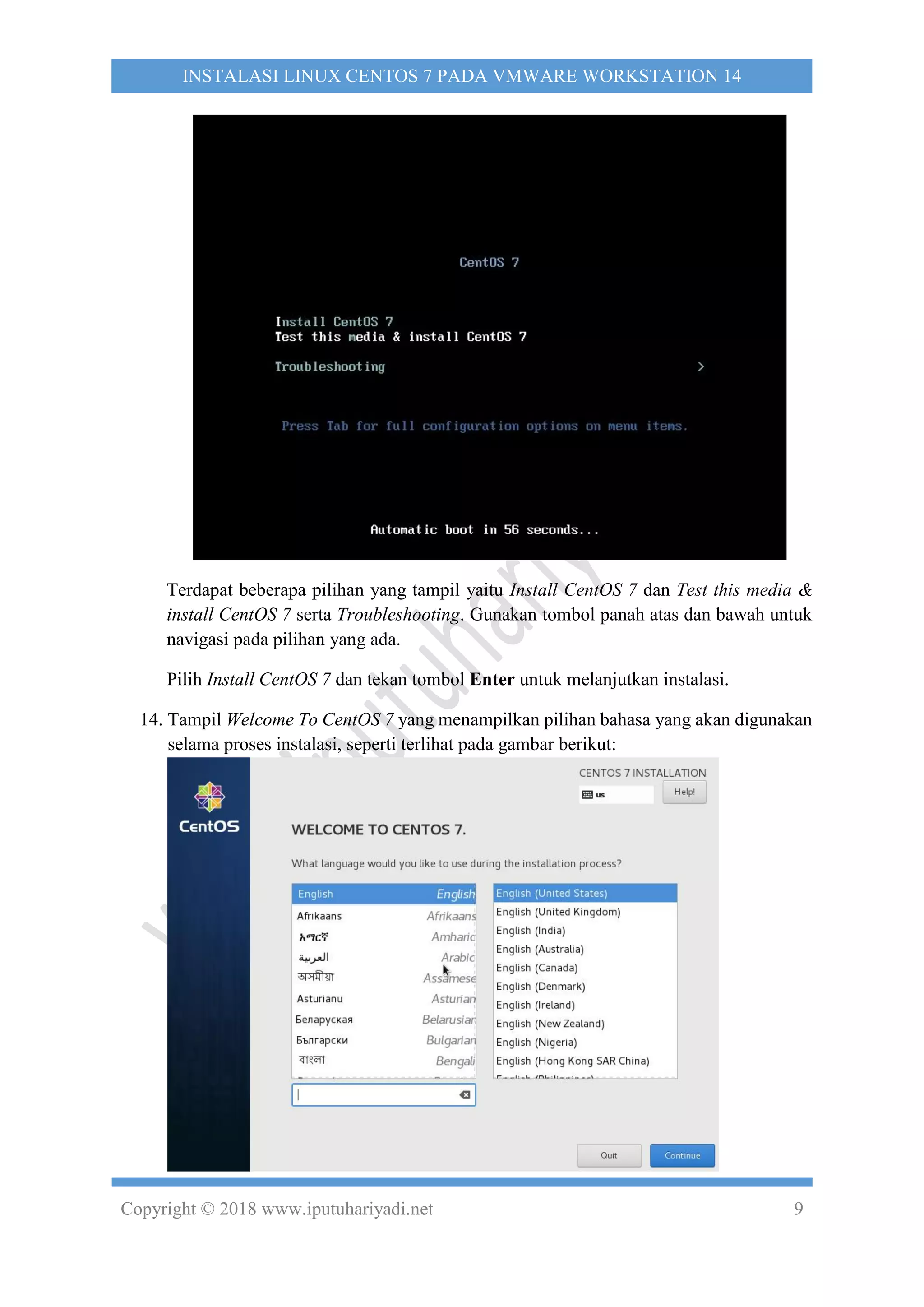 Instalasi Linux CentOS 7 pada VMWare Workstation 14 | PDF