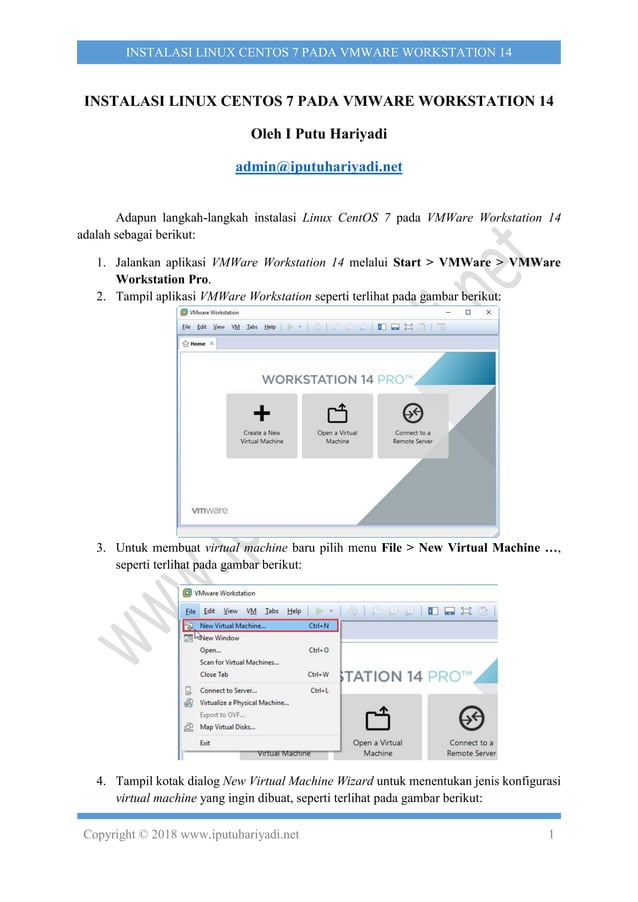 Instalasi Linux CentOS 7 pada VMWare Workstation 14 | PDF