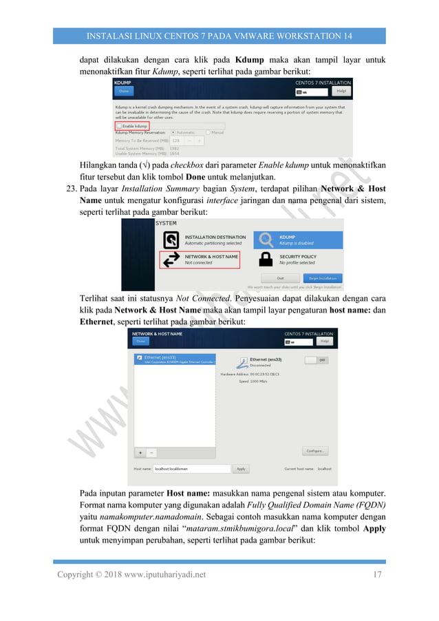 Instalasi Linux CentOS 7 pada VMWare Workstation 14 | PDF