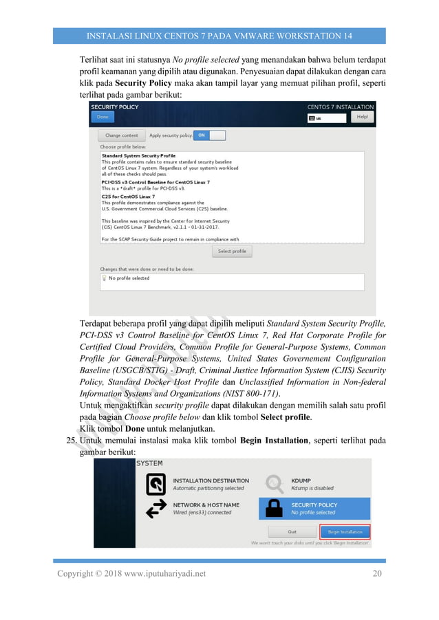 Instalasi Linux CentOS 7 pada VMWare Workstation 14 | PDF
