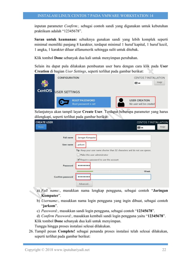 Instalasi Linux CentOS 7 pada VMWare Workstation 14 | PDF