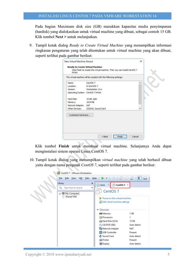 Instalasi Linux CentOS 7 pada VMWare Workstation 14 | PDF