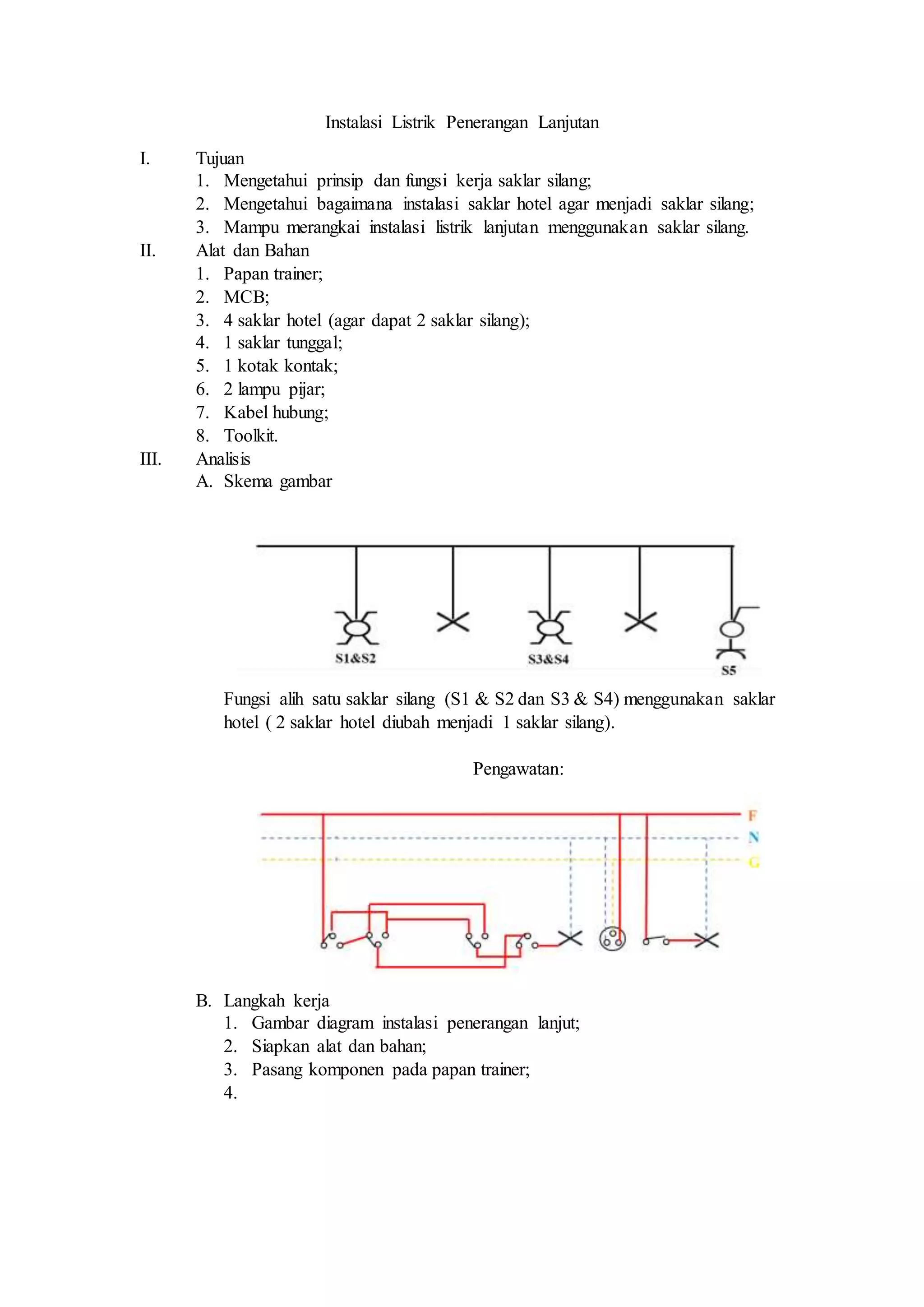 Instalasi listrik penerangan lanjutan 1 | PDF