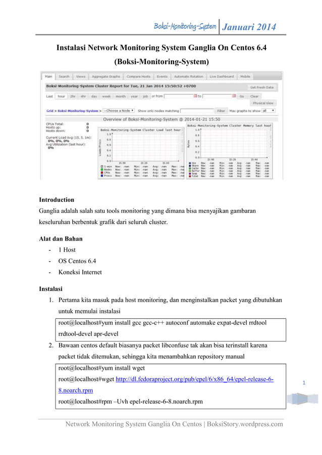 Dokumentasi Instalasi Network Monitoring System Ganglia on Centos 6 | DOCX