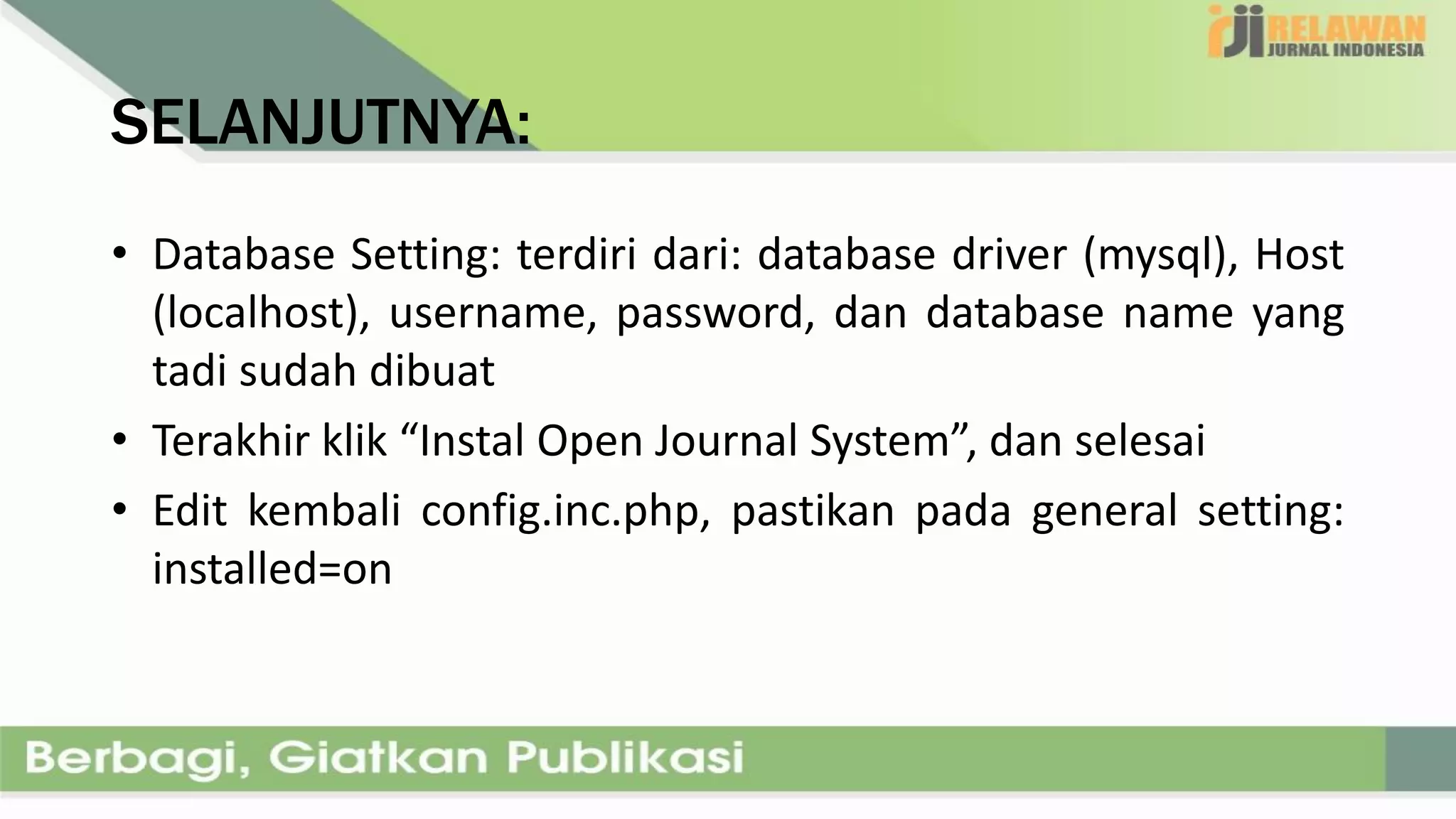 Proses Instalasi Open Jurnal System 2.x | PPT