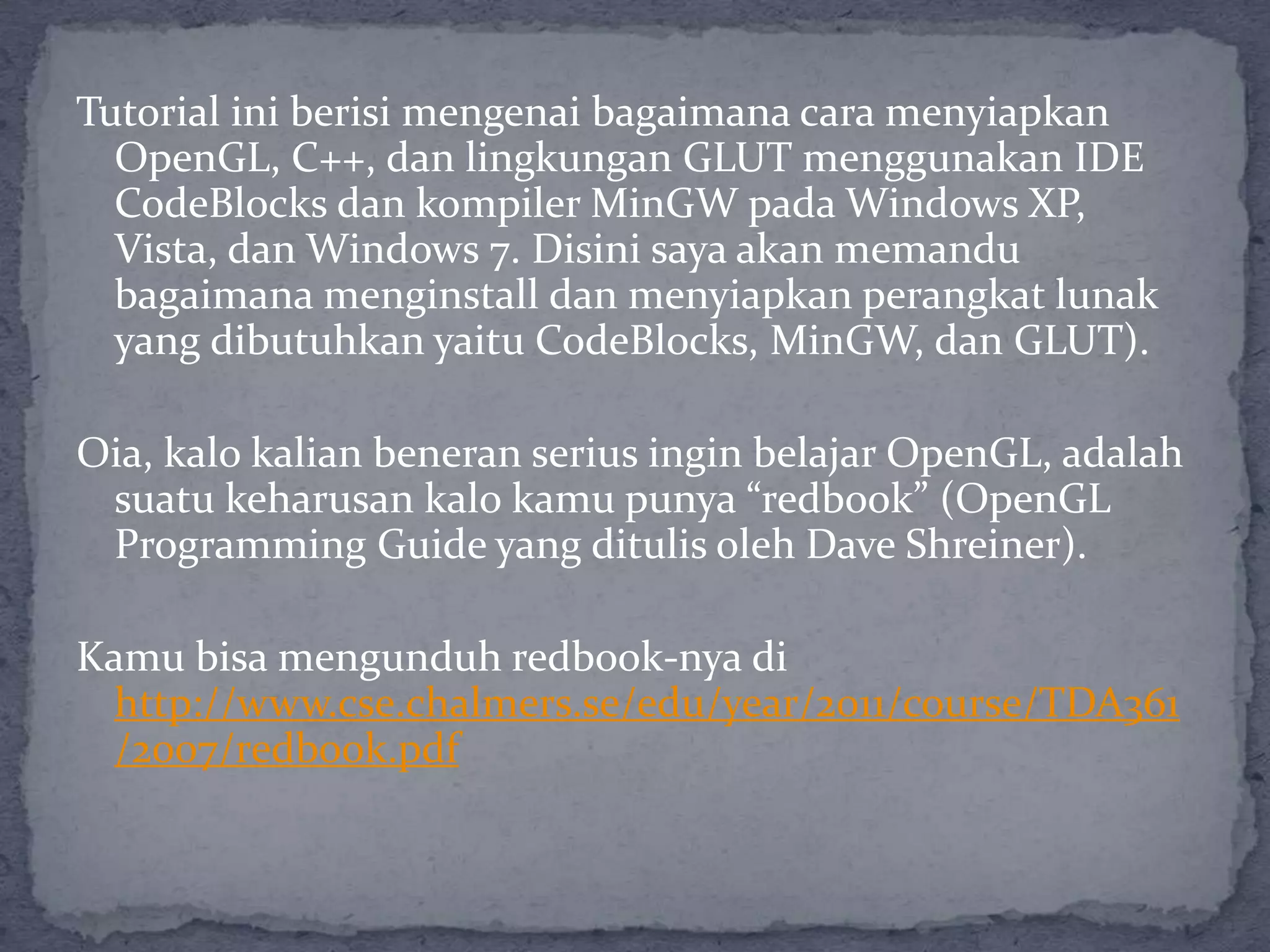 Instalasi OpenGL – GLUT | PPT