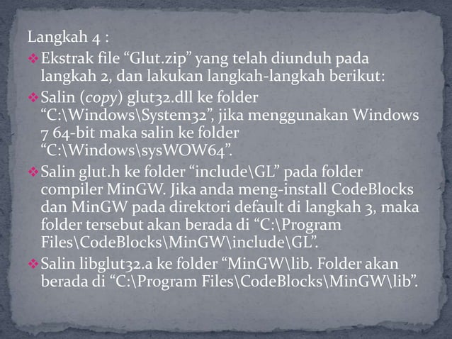 Instalasi OpenGL – GLUT | PPT