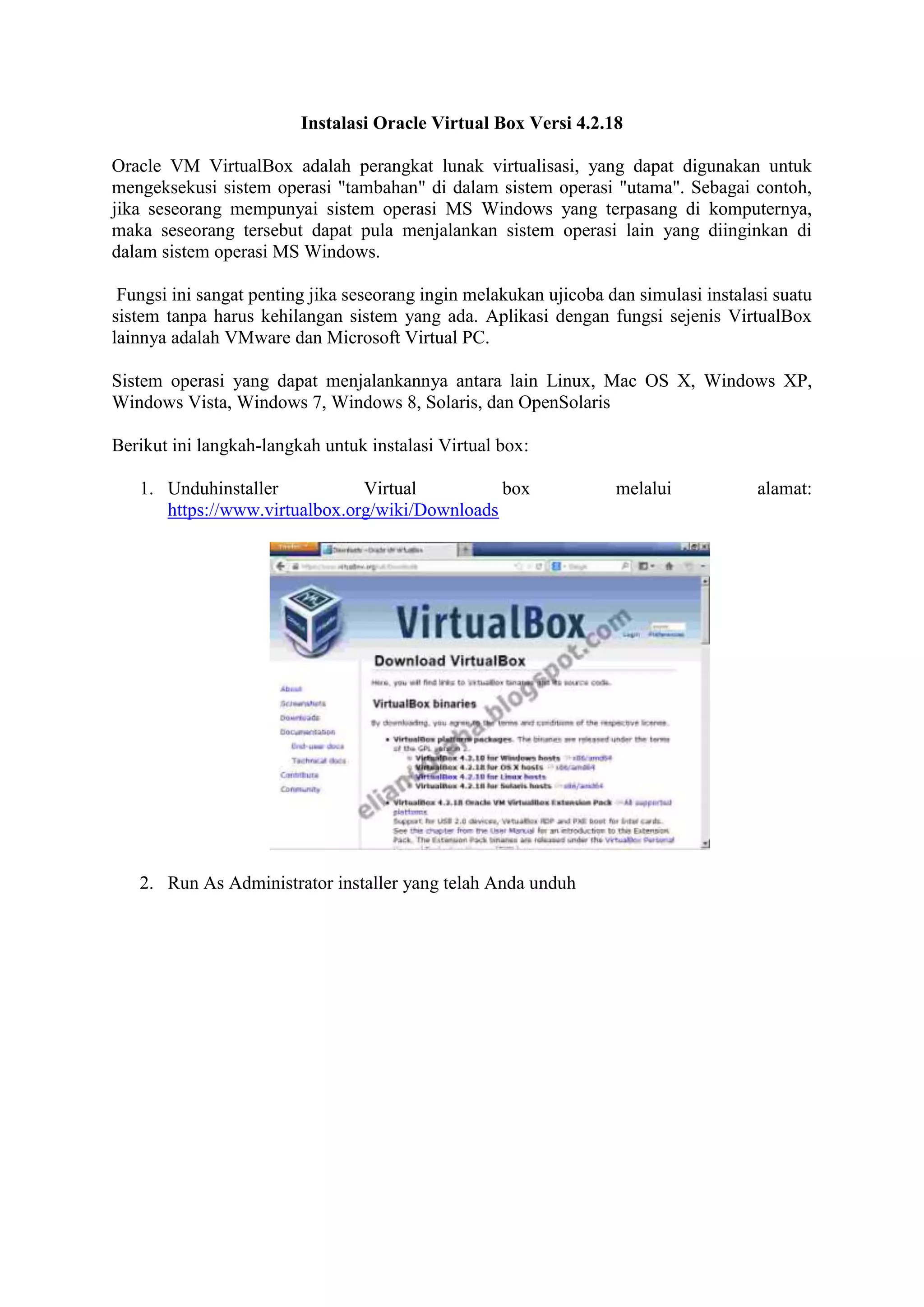 Instalasi oracle virtualboxversi 4.2.18