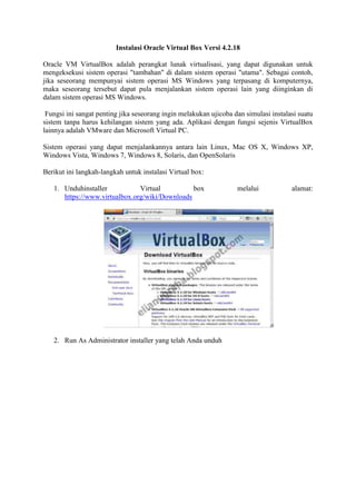 Instalasi oracle virtualboxversi 4.2.18