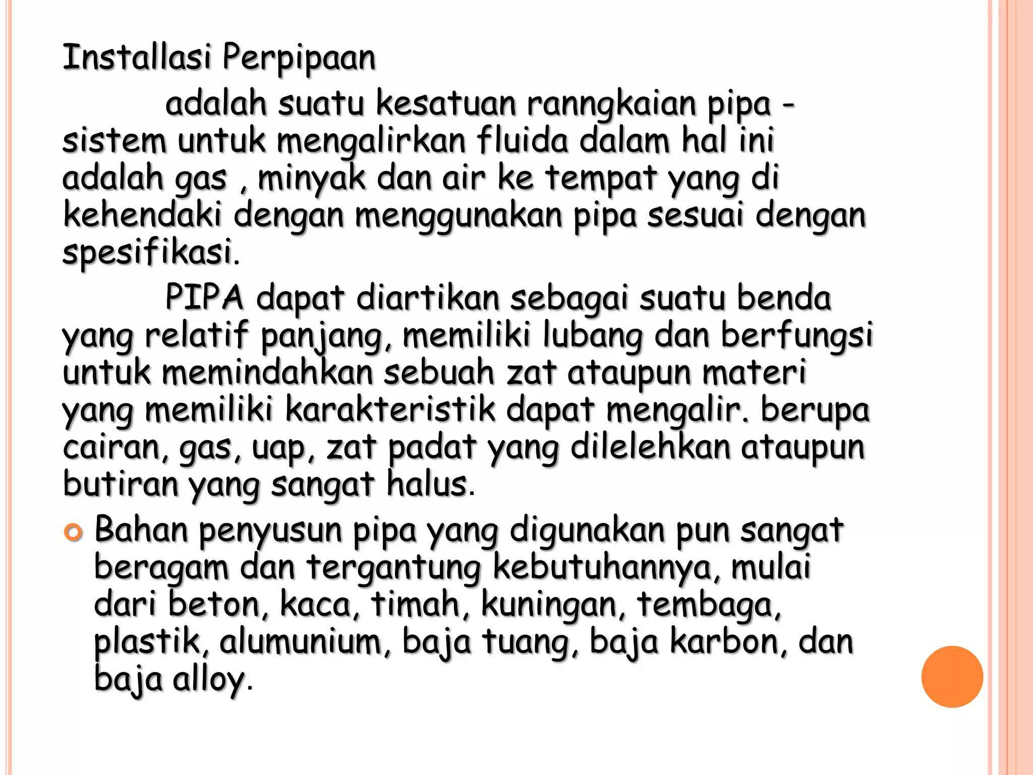 Instalasi perpipaan | PPTX