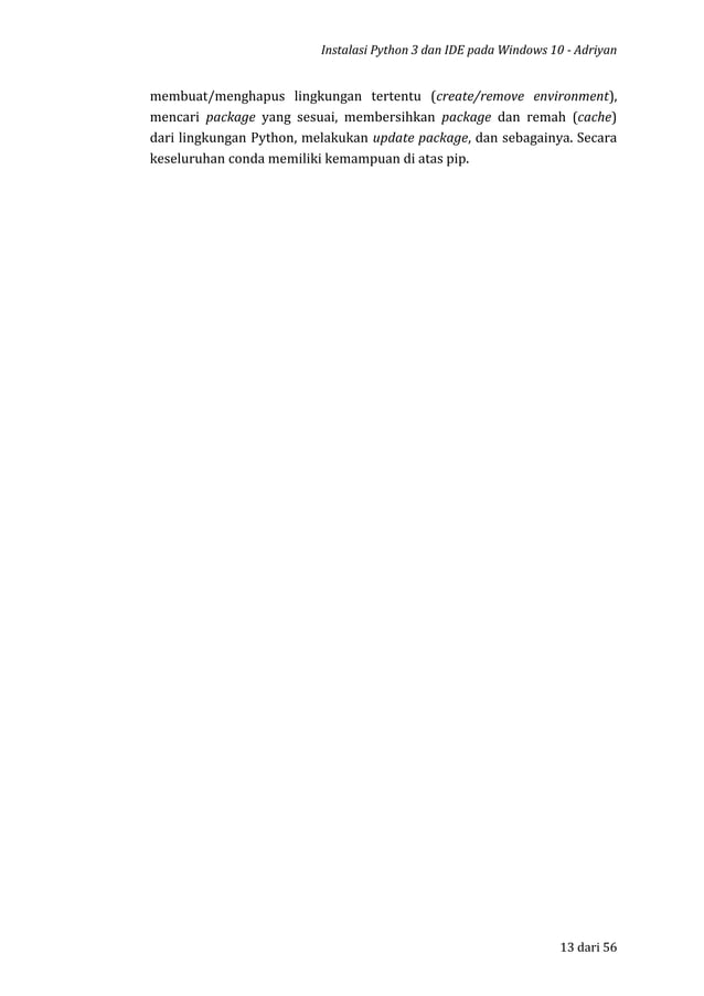 Instalasi python 3 dan ide atau anaconda distribution pada windows 10 | PDF
