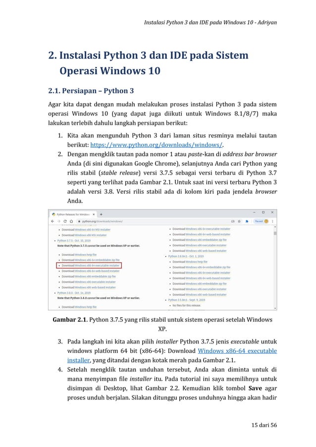 Instalasi python 3 dan ide atau anaconda distribution pada windows 10 | PDF