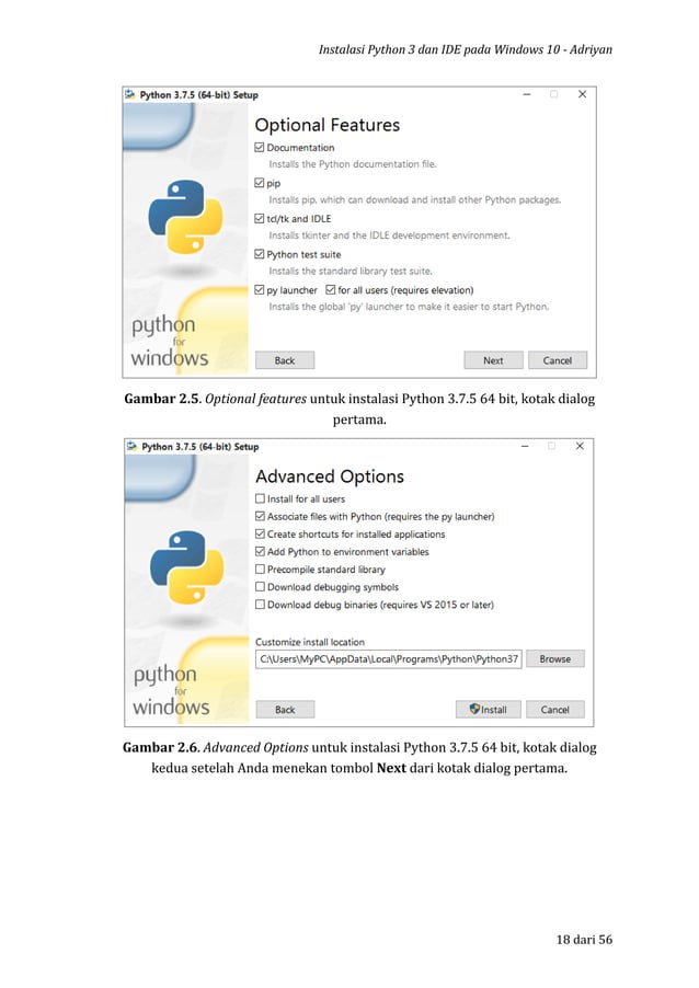 Instalasi python 3 dan ide atau anaconda distribution pada windows 10 | PDF