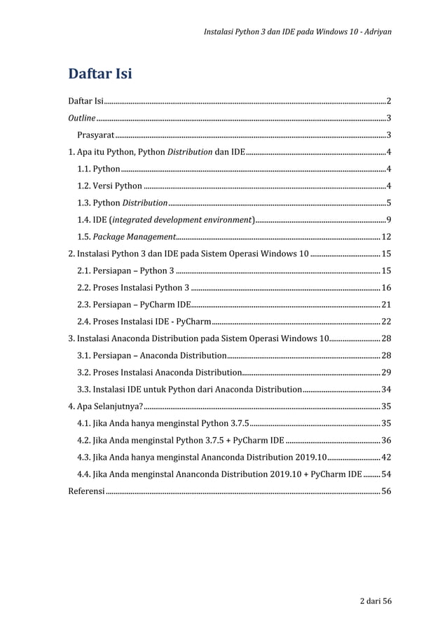 Instalasi python 3 dan ide atau anaconda distribution pada windows 10 | PDF