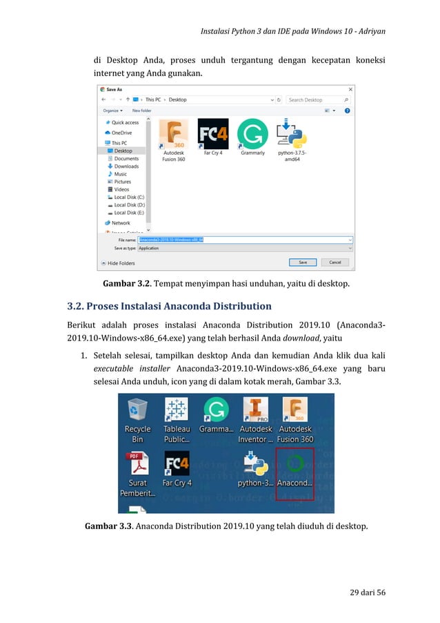 Instalasi python 3 dan ide atau anaconda distribution pada windows 10 | PDF