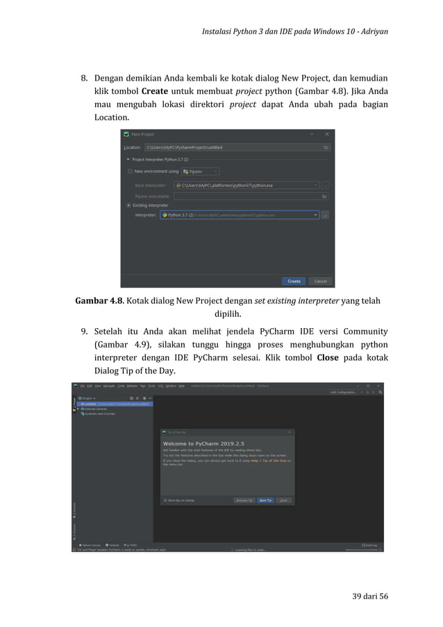Instalasi python 3 dan ide atau anaconda distribution pada windows 10 | PDF