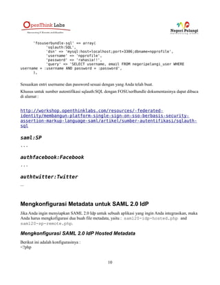 Instalasi simpleSAMLphp sebagai Identity Provider (IdP) | PDF