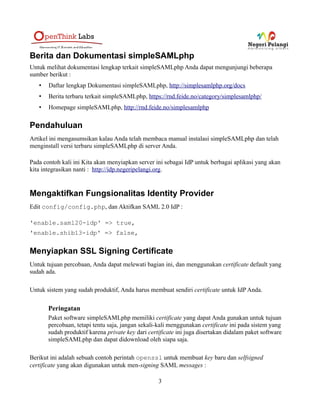 Instalasi simpleSAMLphp sebagai Identity Provider (IdP) | PDF