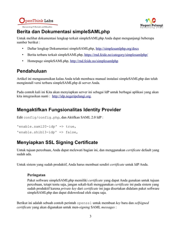 Instalasi simpleSAMLphp sebagai Identity Provider (IdP) | PDF