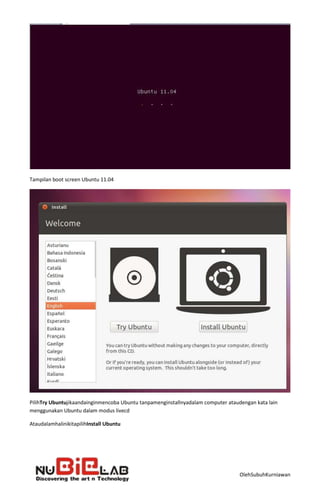 Instalasi ubuntu 11.04 dual boor with windows | PDF