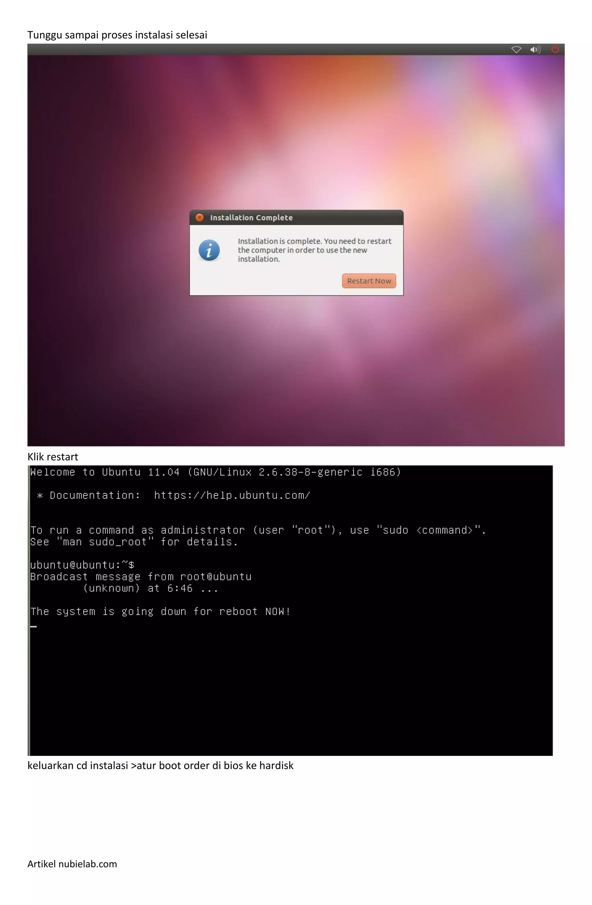 Instalasi ubuntu 11 single os non dual boot | PDF