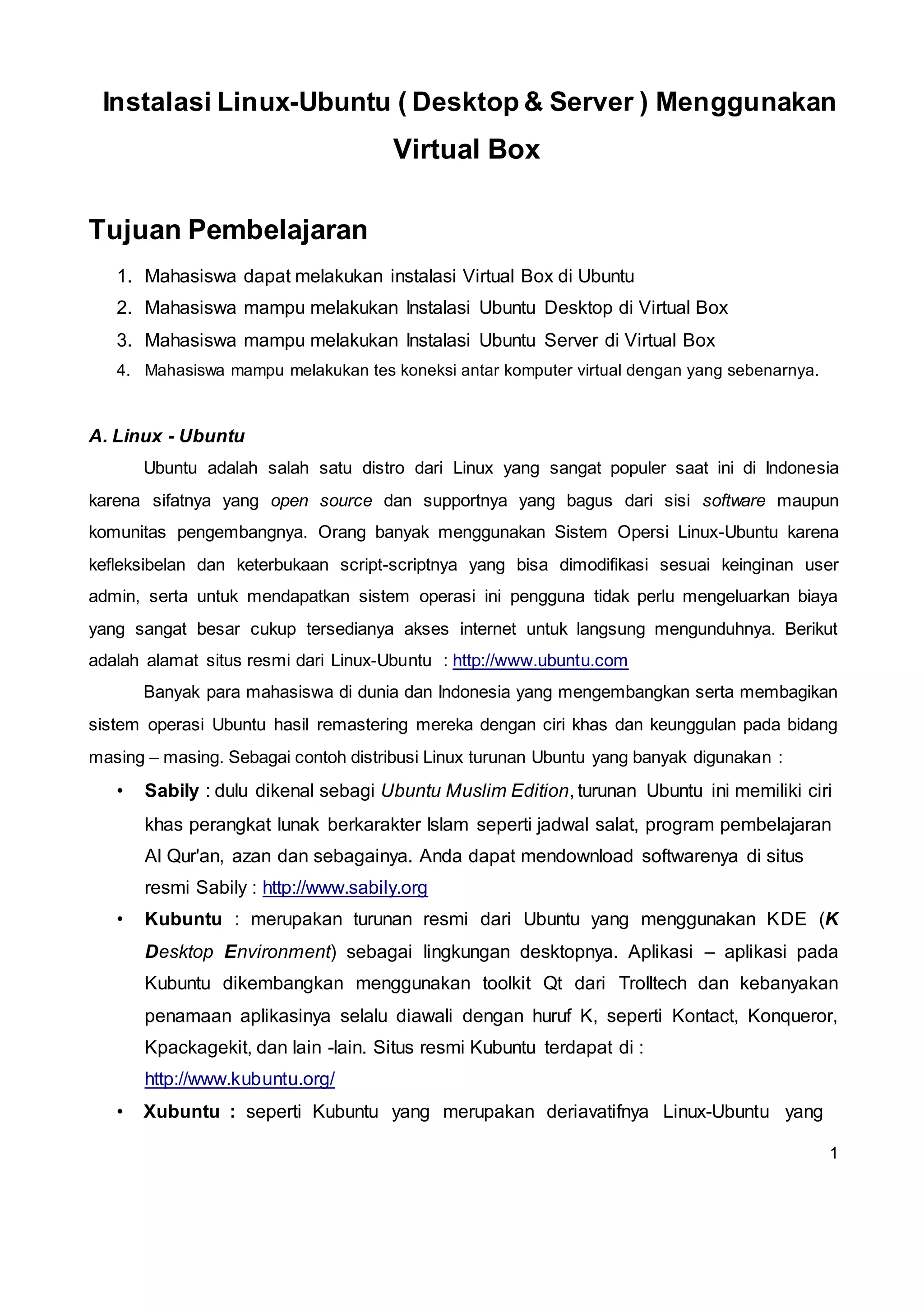 Instalasi ubuntu dekstop dan server | PDF