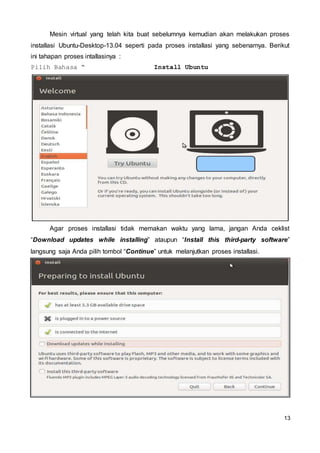 Instalasi ubuntu dekstop dan server | PDF