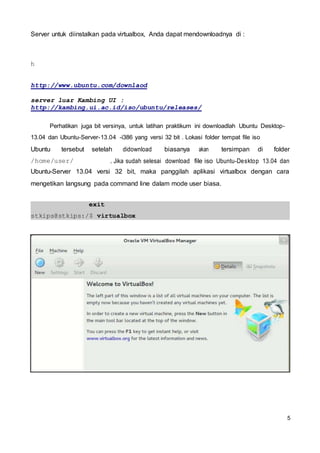 Instalasi ubuntu dekstop dan server | PDF