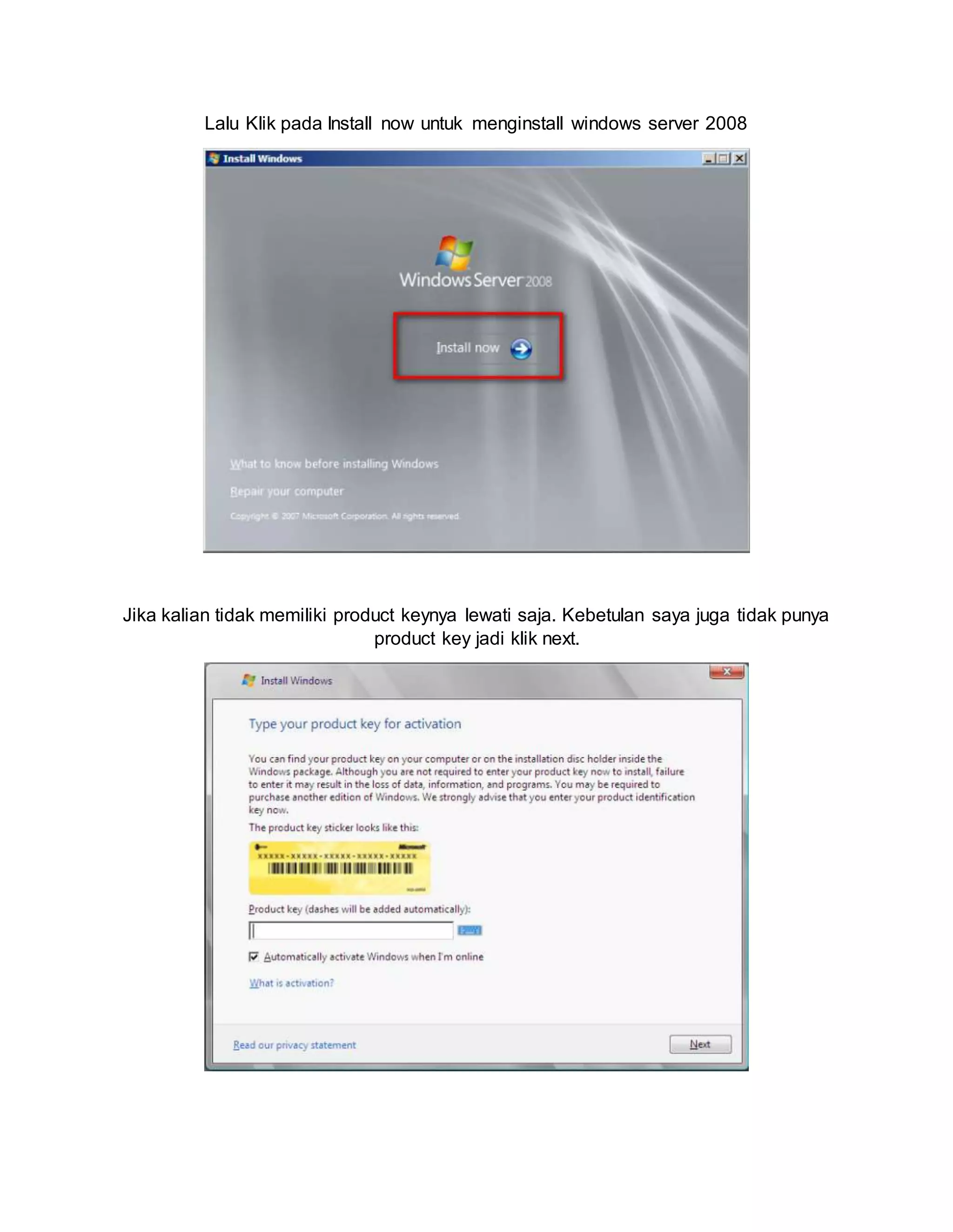 Instalasi windows server 2008 | DOCX