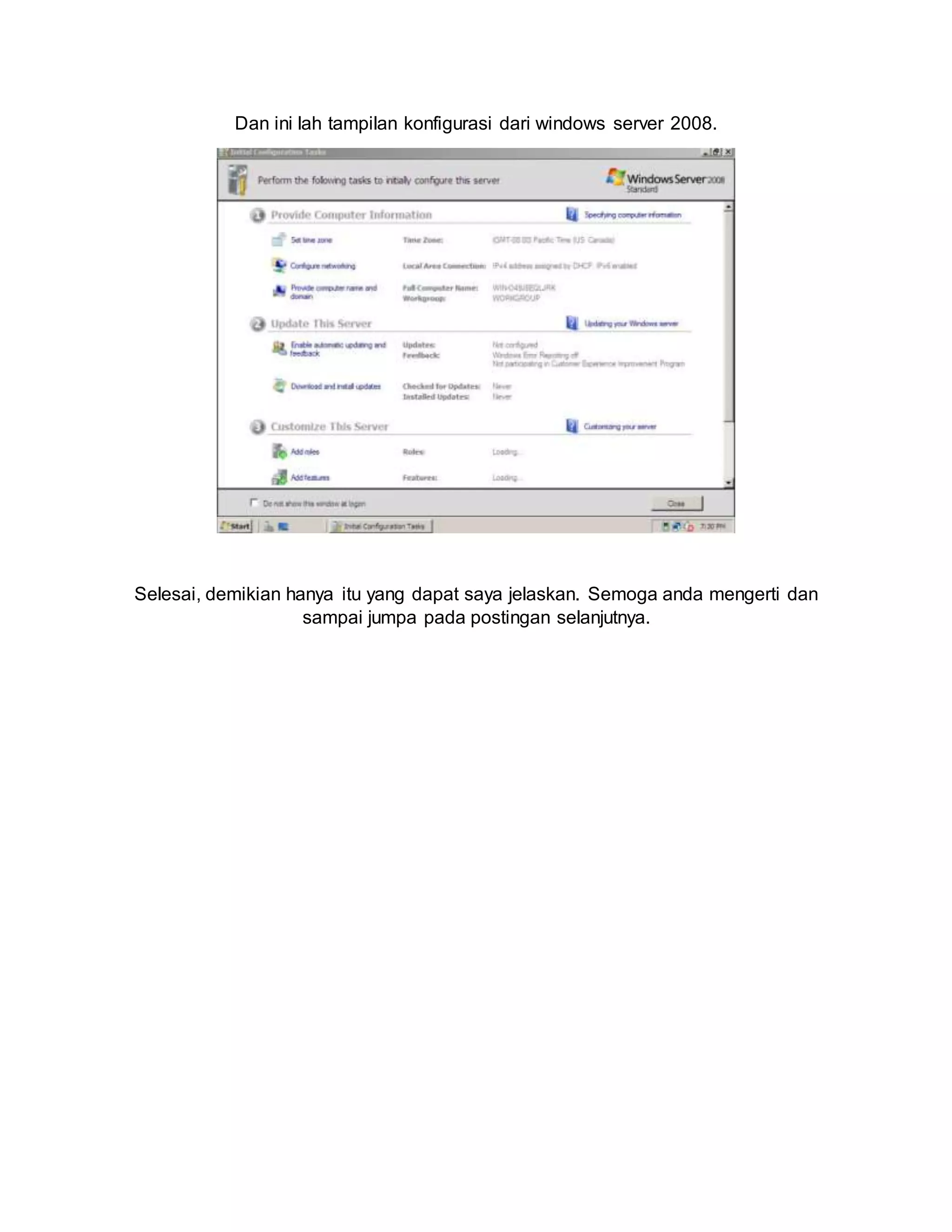 Instalasi windows server 2008 | DOCX