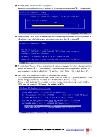 Instalasi windows xp melalui jaringan | PDF