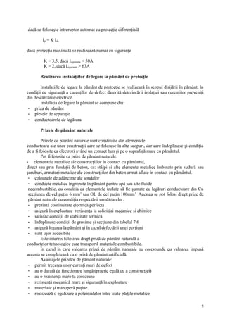 Instalatii de legare la pamant | DOC