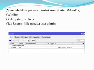 Instal dan konfigurasi mikro tik via virtualbox #4 yusnar | PPT