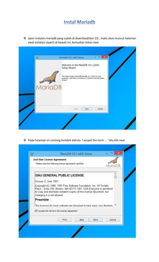 Instal & konfigurasi mariadb | PDF