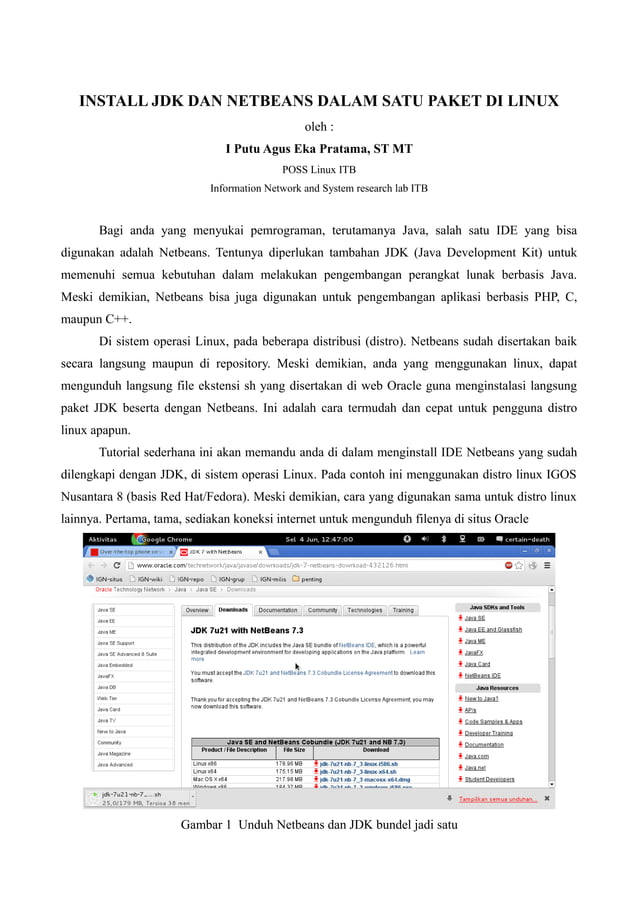 Install Netbeans dan JDK di Linux | PDF