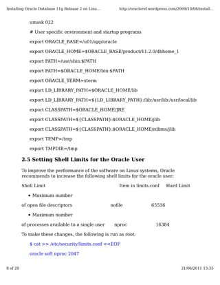 Install oracle11gr2 rhel5 | PDF