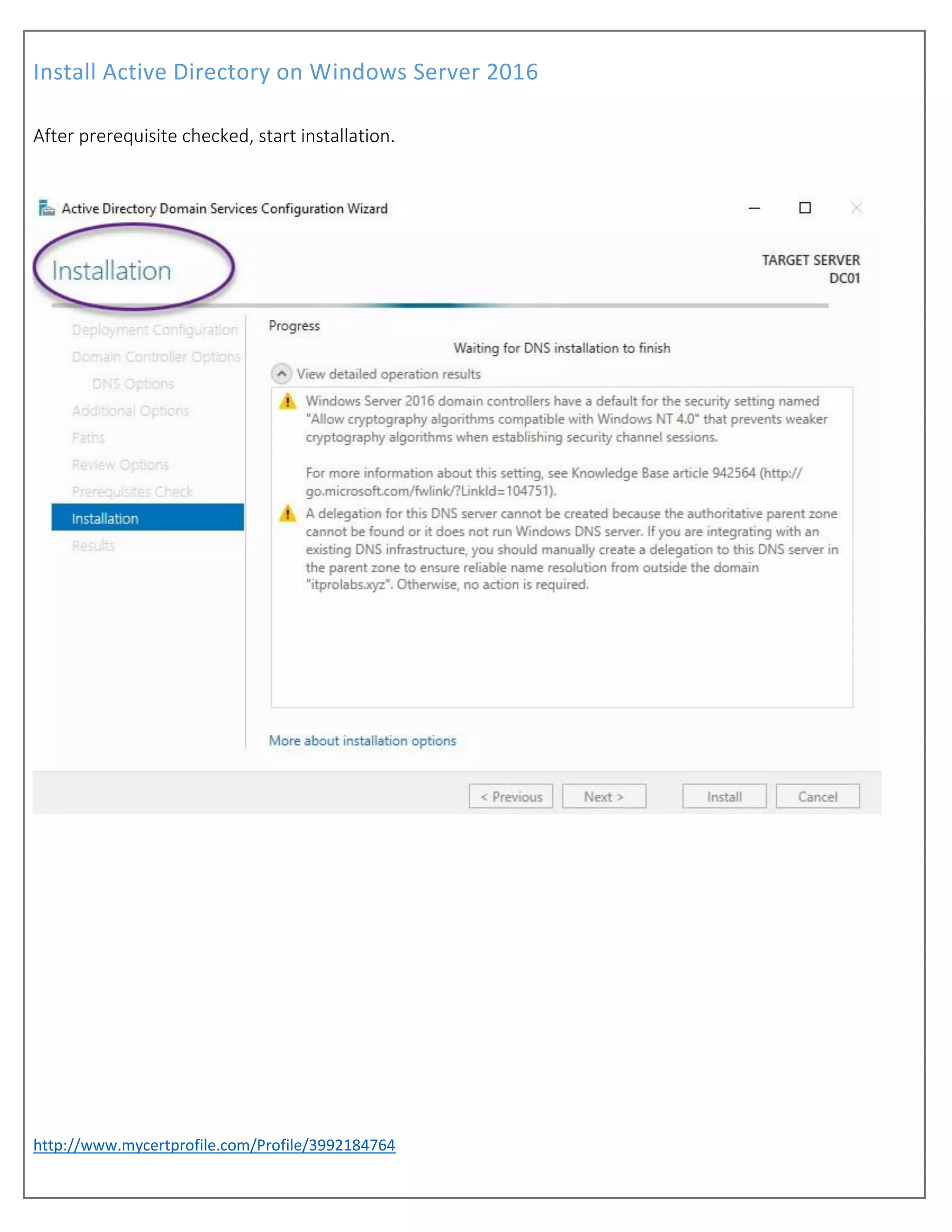 Install active directory on windows server 2016 step by step | PDF