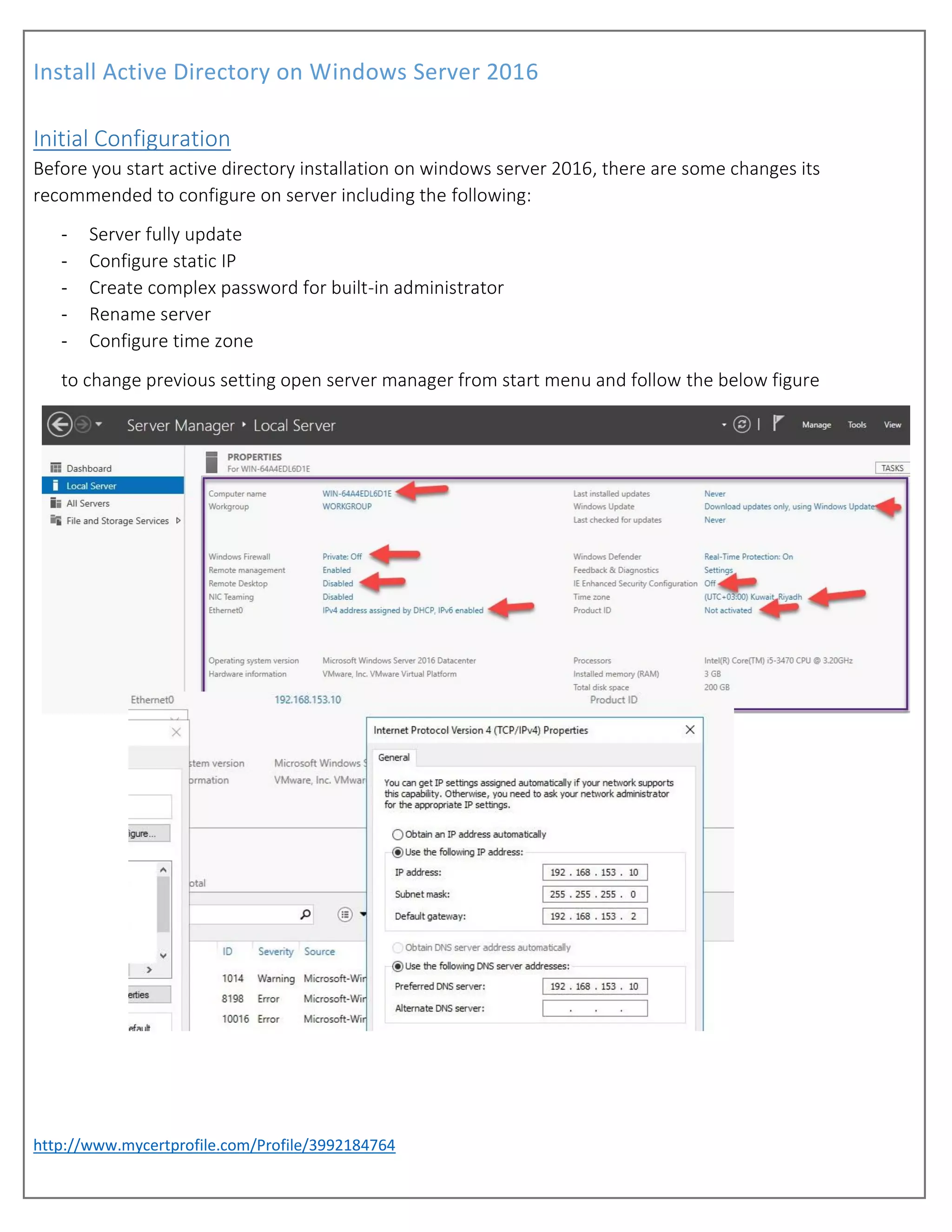 Install active directory on windows server 2016 step by step | PDF