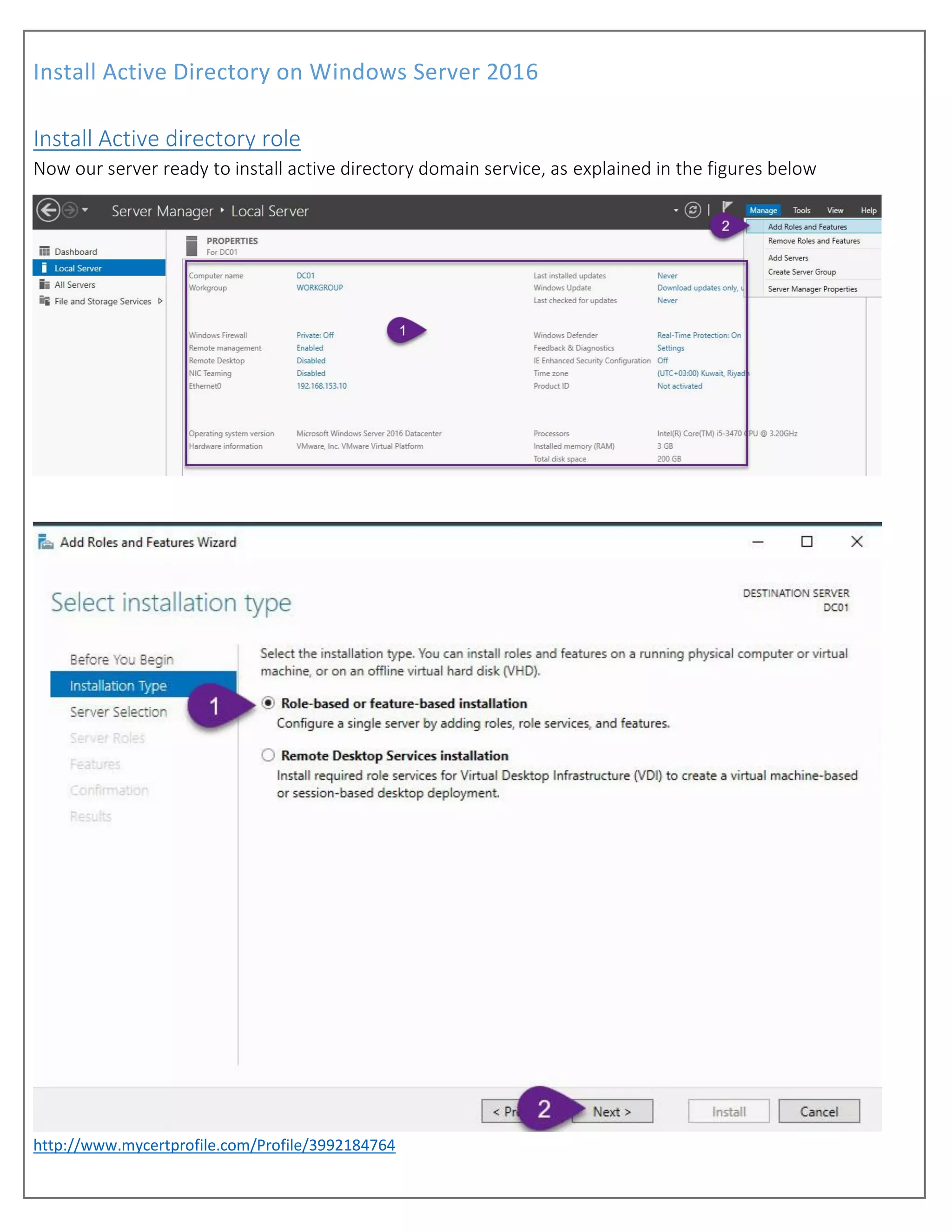 Install active directory on windows server 2016 step by step | PDF