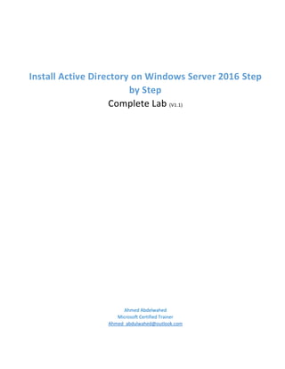 Install active directory on windows server 2016 step by step | PDF