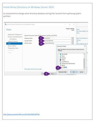 Install active directory on windows server 2016 step by step | PDF