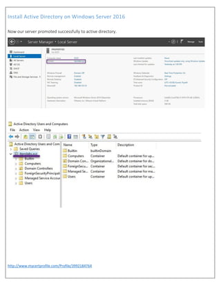 Install active directory on windows server 2016 step by step | PDF