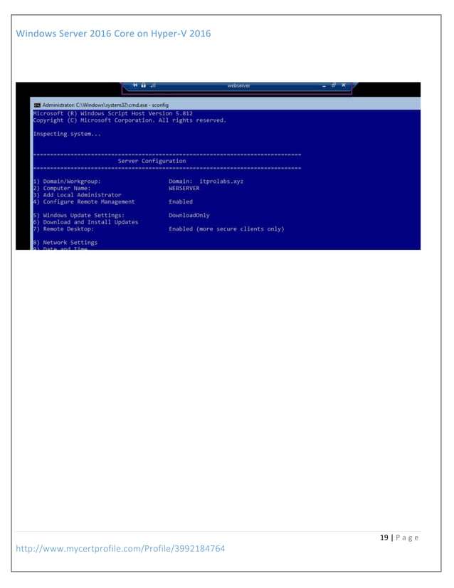 Install and configure windows server 2016 core on hyper v 2016 step by step | PDF