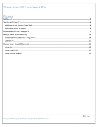 Install and configure windows server 2016 core on hyper v 2016 step by step | PDF