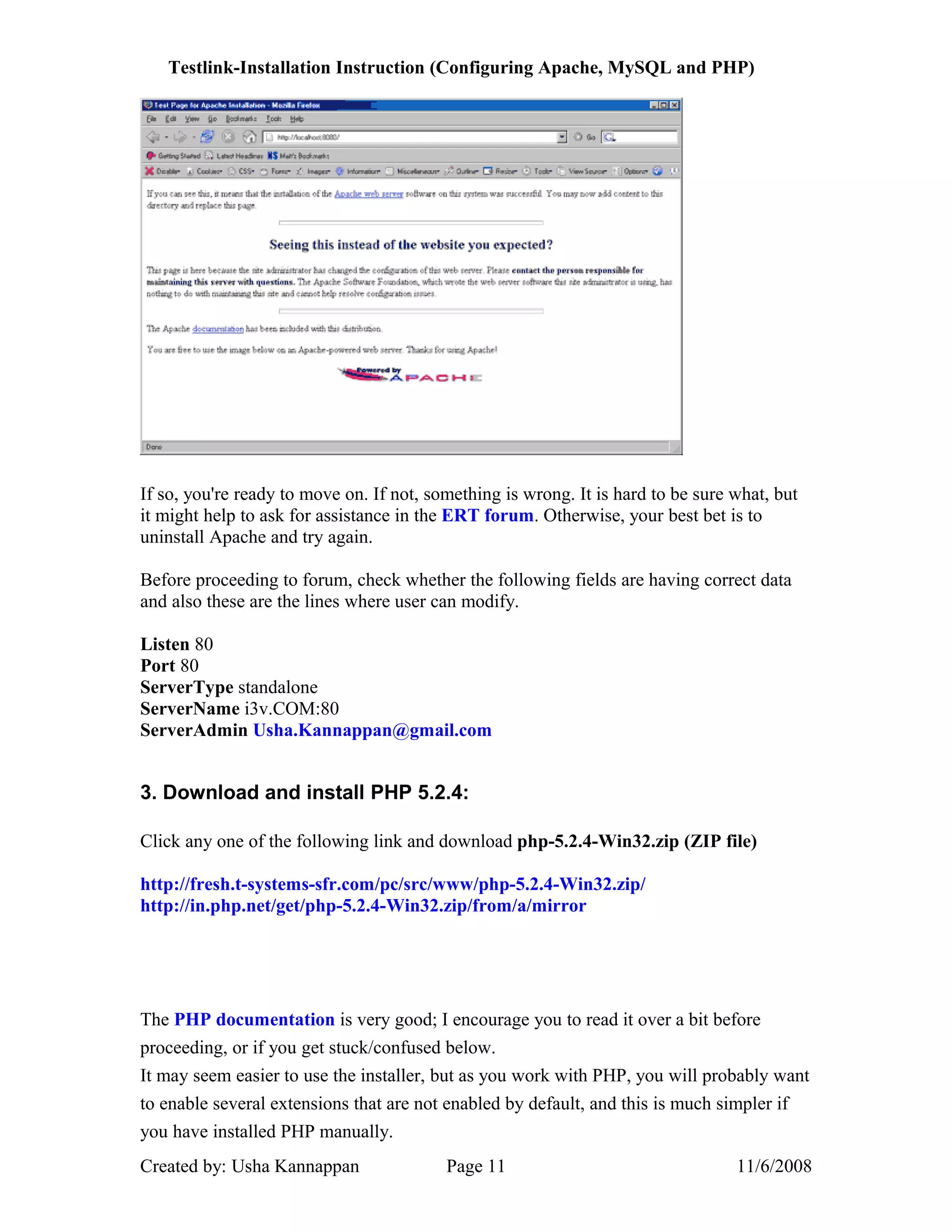Installation instruction of Testlink | PDF
