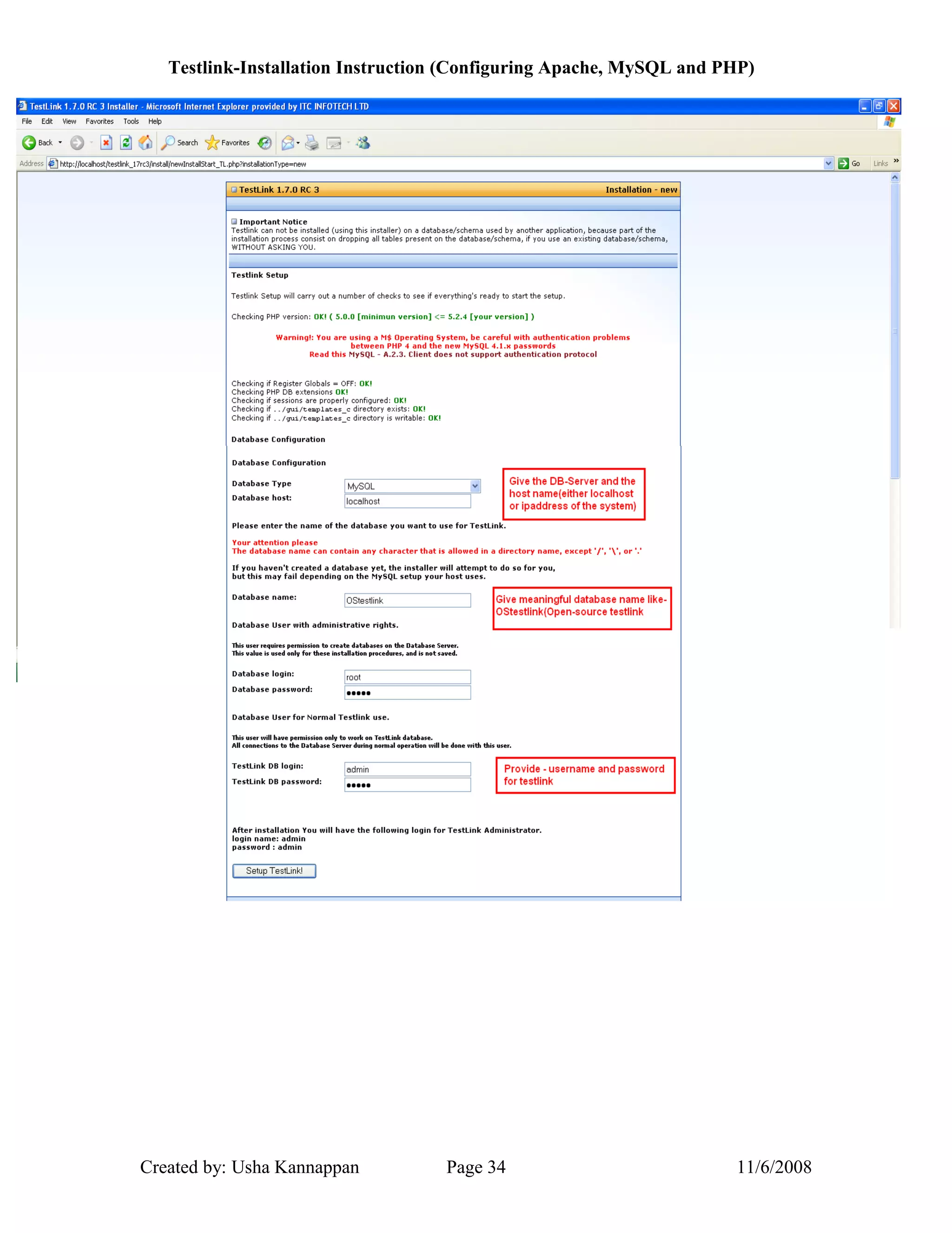 Installation instruction of Testlink | PDF
