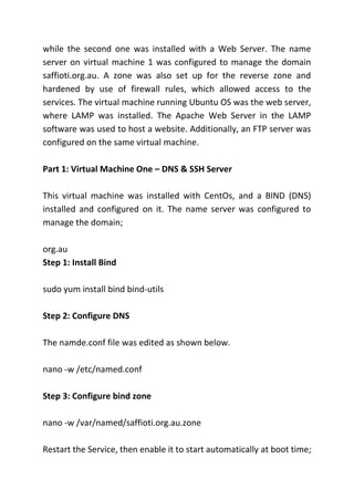 Installation And Configuration Of DNS, Web And FTP Servers On Virtual Machines Using Ubuntu And ...